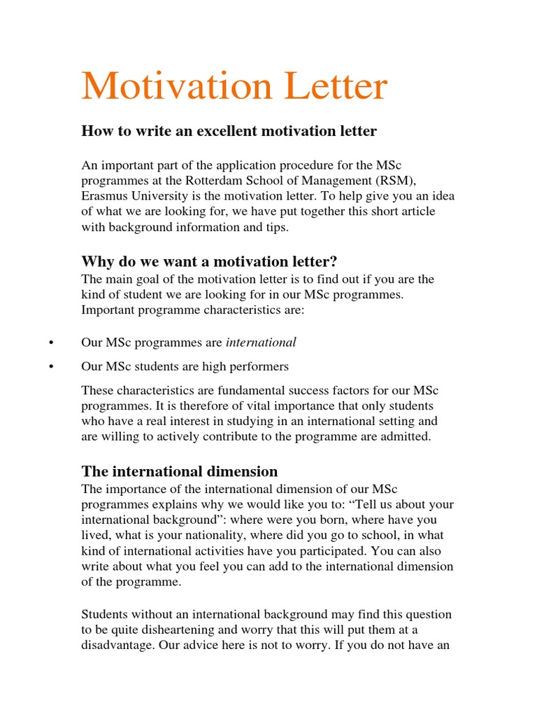 Writing a Strong Erasmus Motivation Letter | PDF | Motivation ...