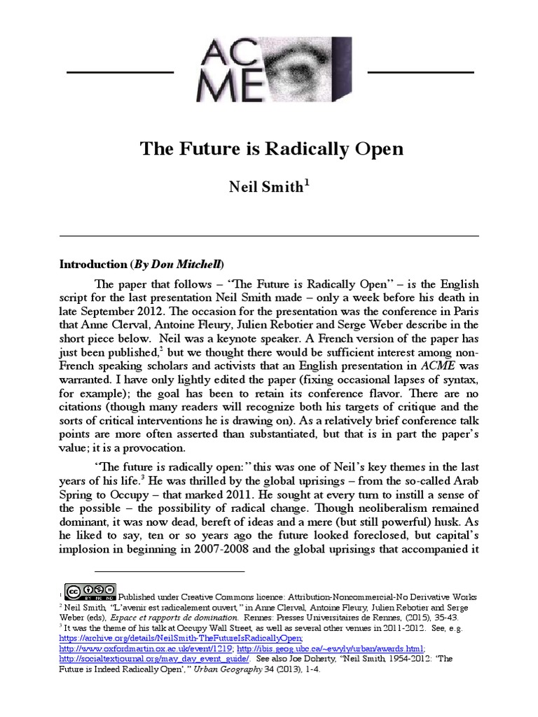 The Future is Radically Open: Neil Smith's Last Vision for Radical ...