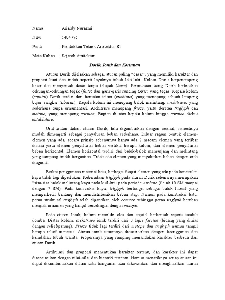 Sejarah Arsitektur Kolom Klasik | PDF | Seni | Sejarah