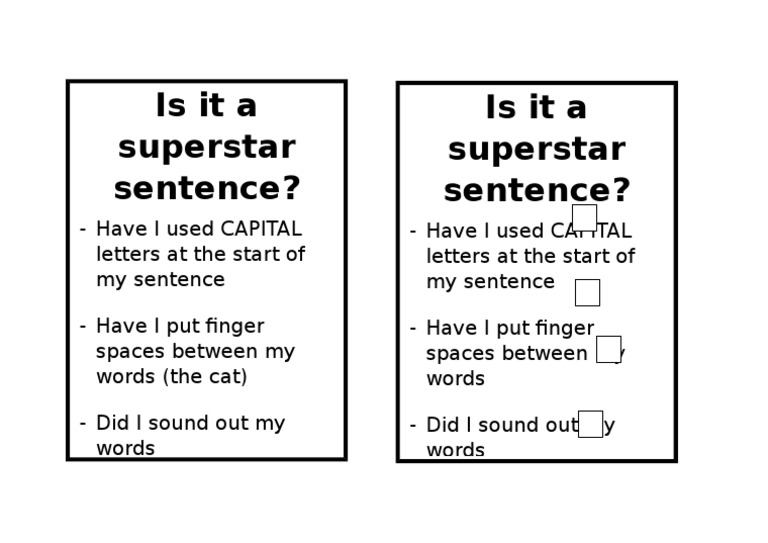 Superstar Sentence Checklist | PDF | Linguistics | Text