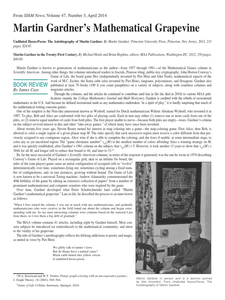 Martin Gardner's Mathematical Grapevine: Book Review | Download Free ...