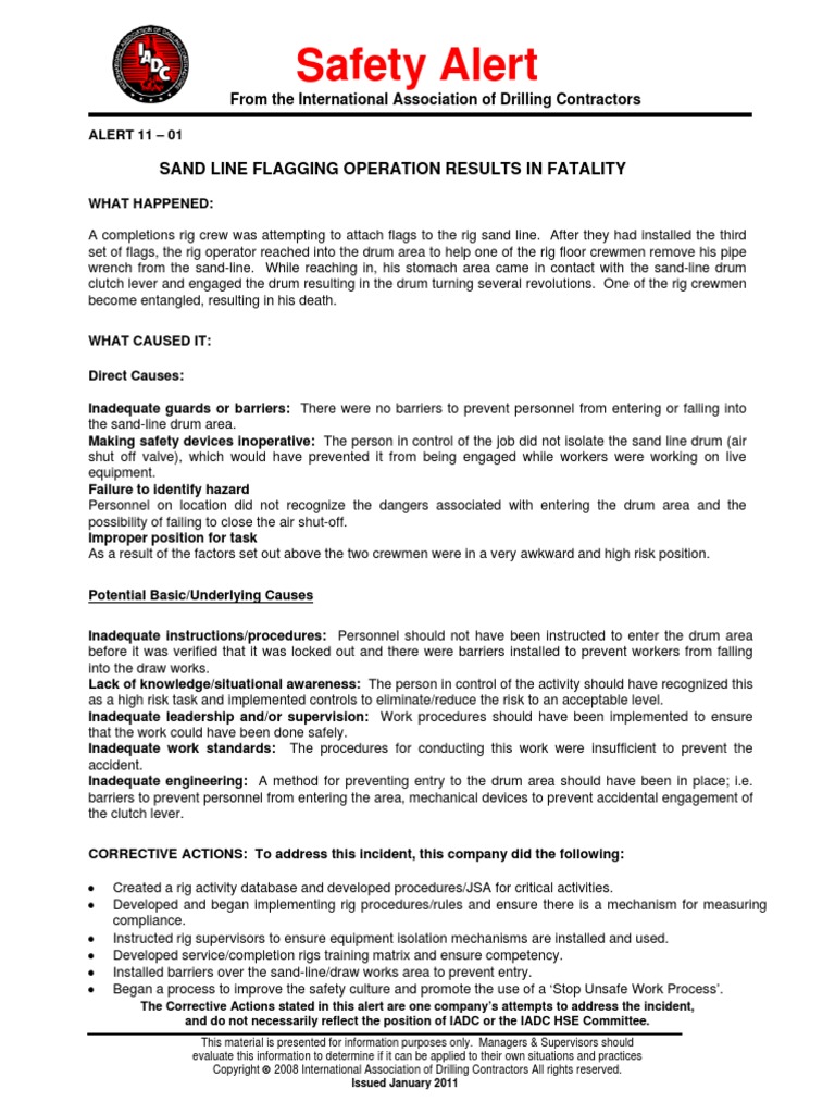 Sandline Flagging Operation Results in Fatality | PDF | Drilling Rig ...