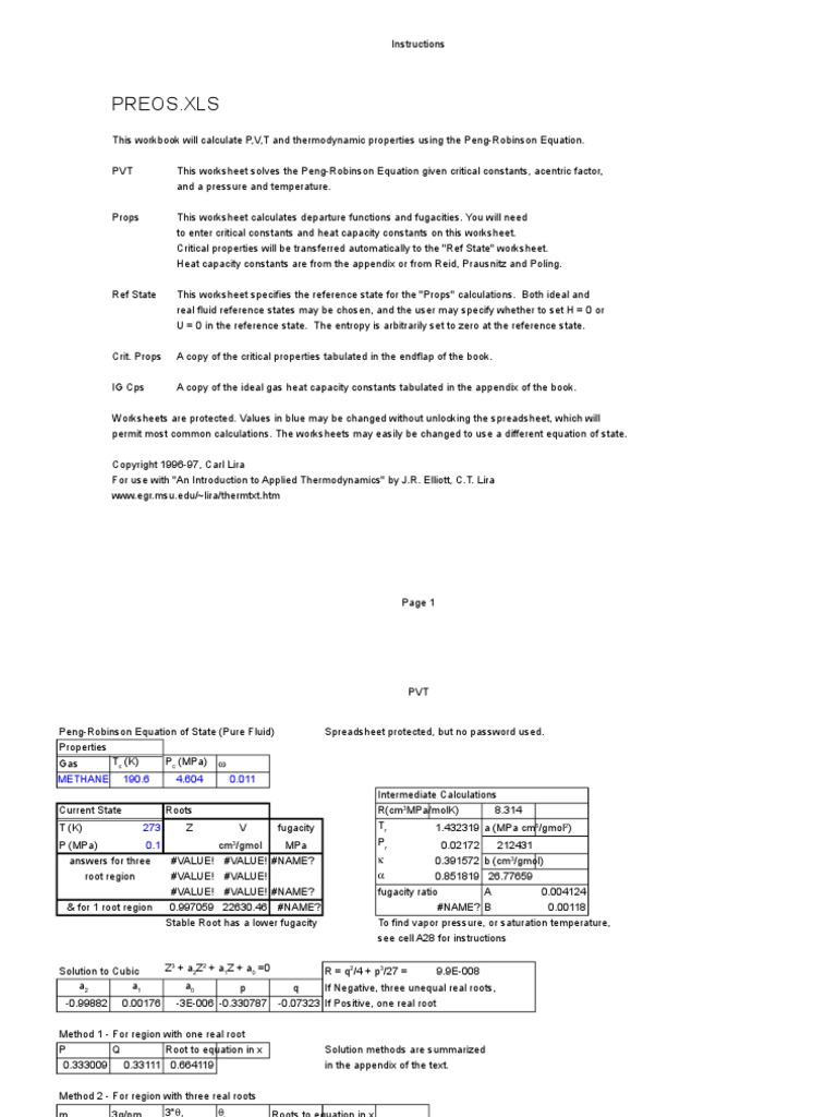Peng Robinson Equation of State | PDF | Teaching Methods & Materials ...