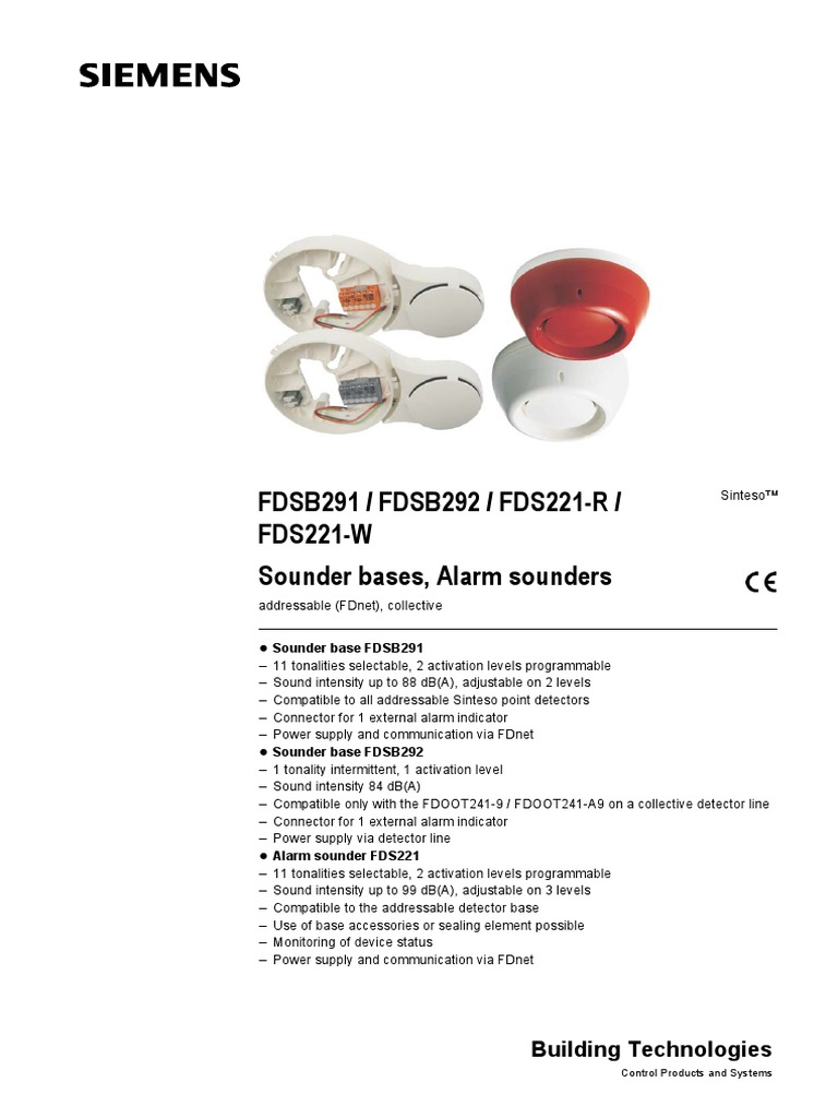 Sounder Bases Alarm Sounders A6V10061997 HQ en | PDF | Electrical ...