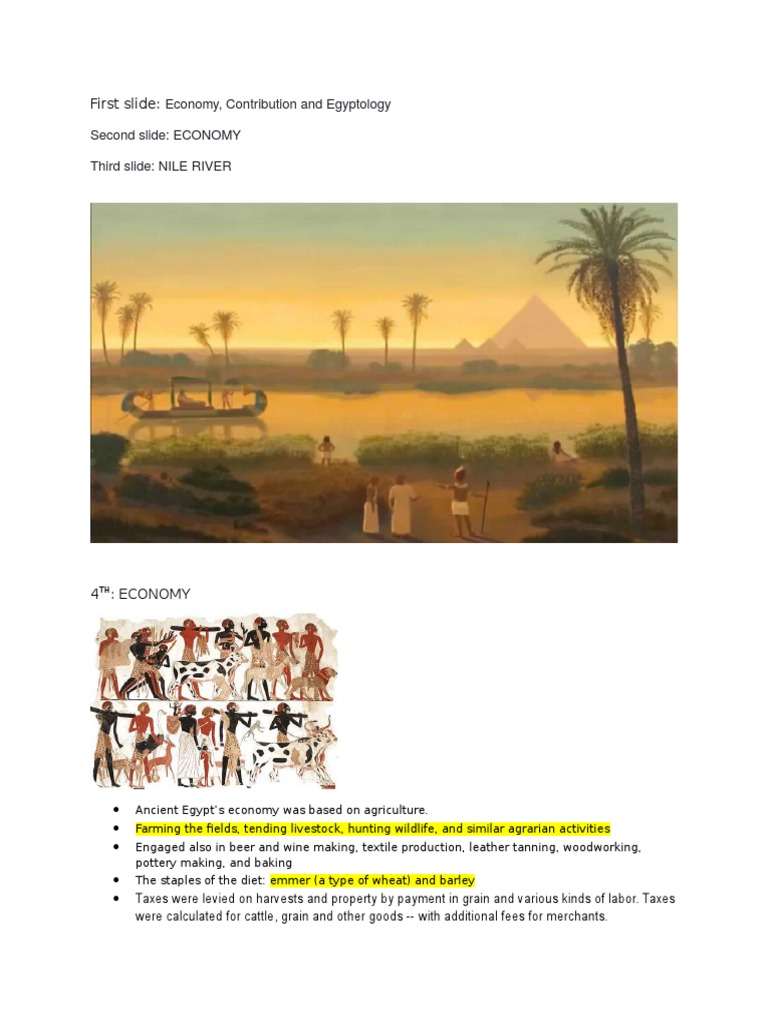 First Slide:: Economy, Contribution and Egyptology Second Slide ...