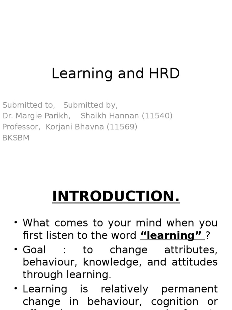 Learning and HRD | PDF | Motivation | Motivational