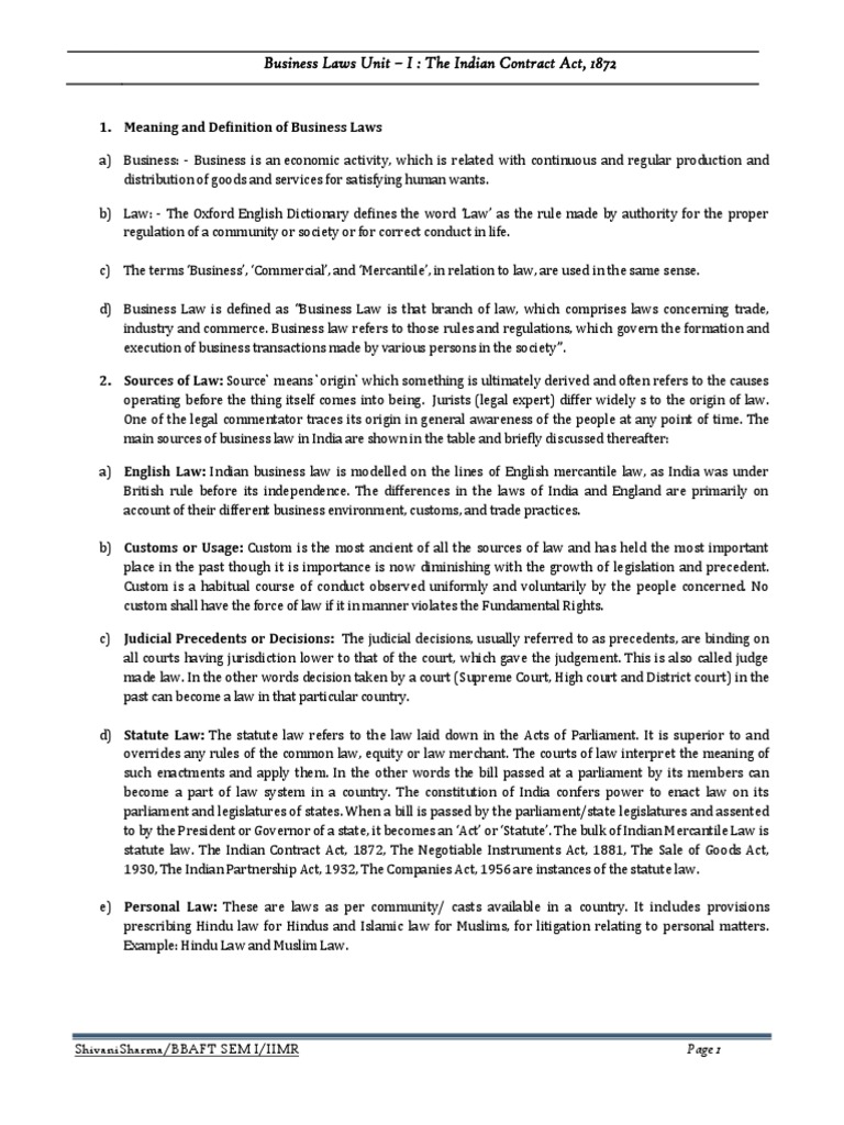 Understanding the Foundations of Business Law in India: An Overview of ...