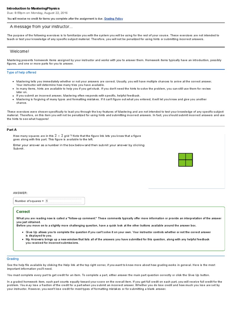 Introduction To MasteringPhysics | PDF | Multiple Choice | Multiplication