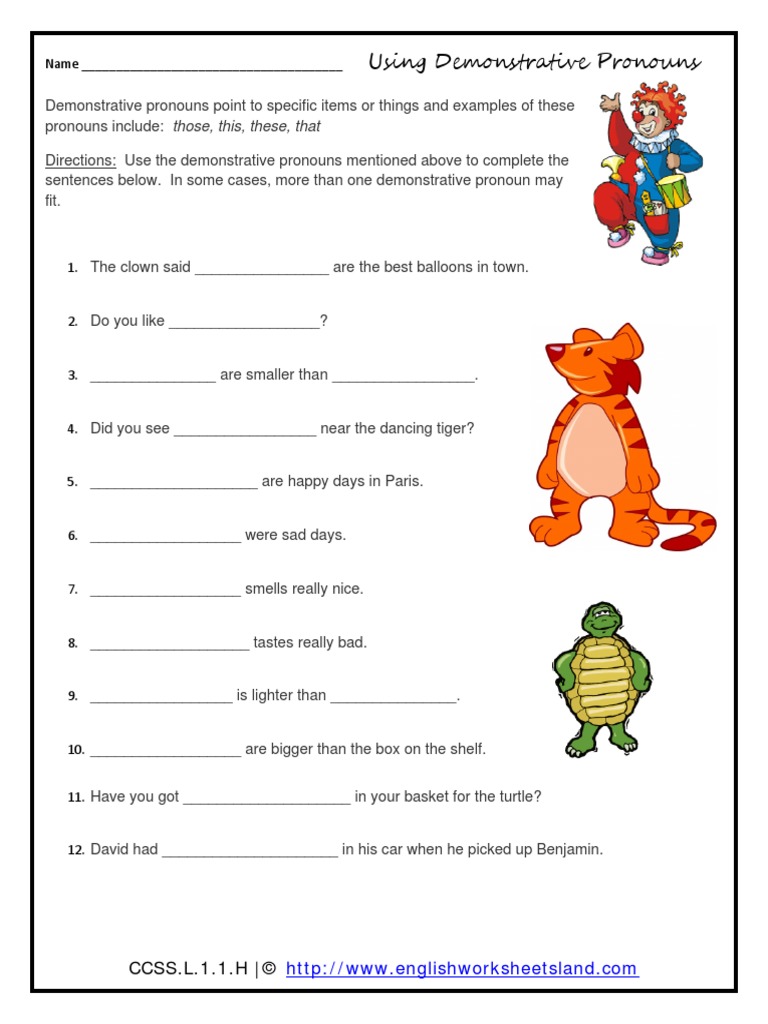Using Demonstrative Pronouns: Name | PDF