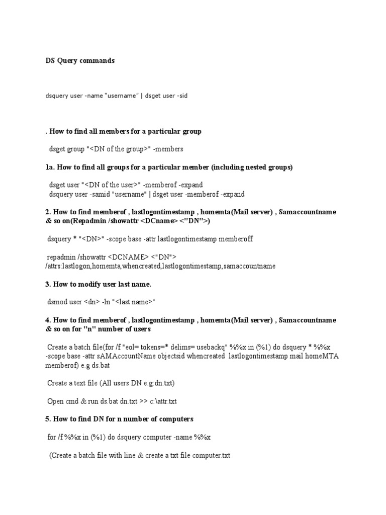 DS Query Commands | PDF