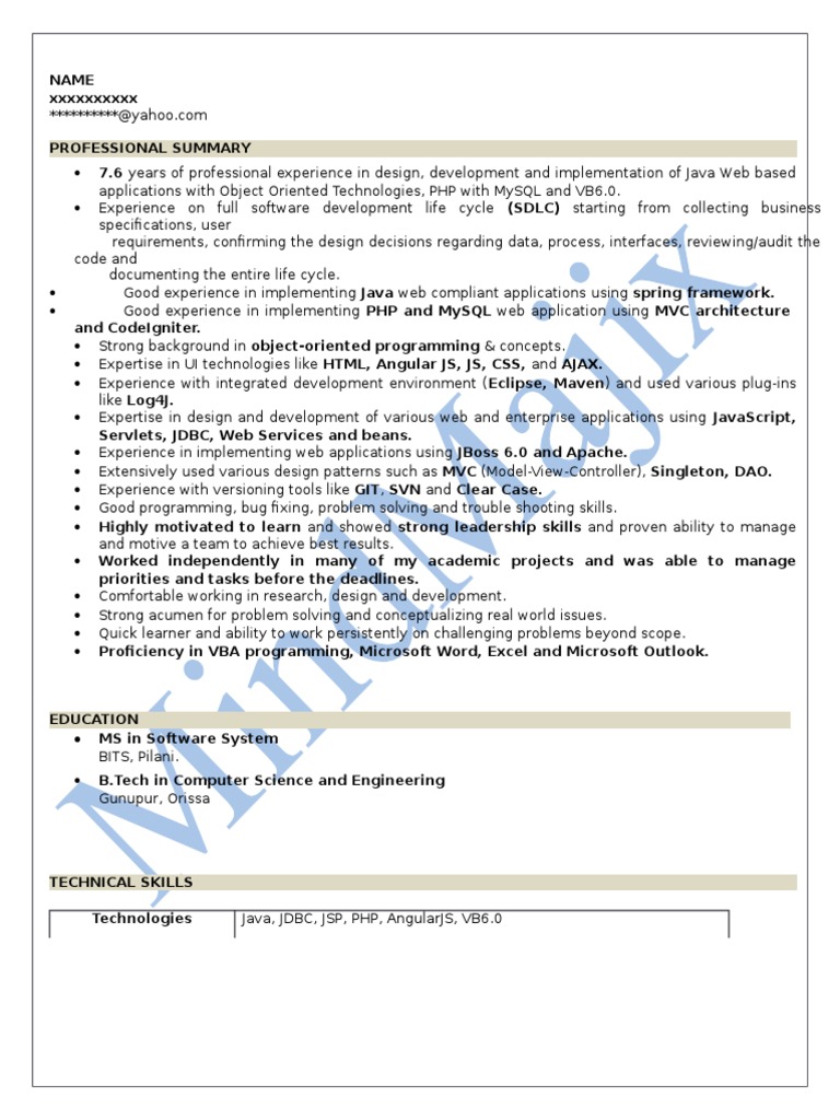 Angularjs Sample Resume 3 | Download Free PDF | Angular Js | Eclipse (Software)