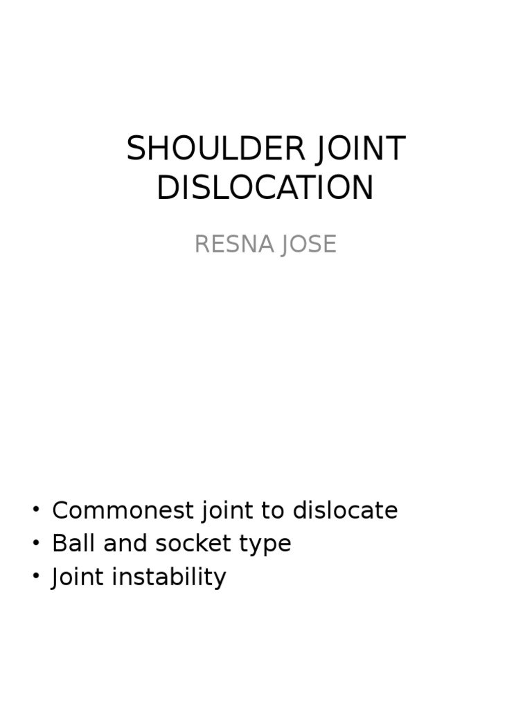 Shoulder Joint Dislocation | PDF | Shoulder | Musculoskeletal System
