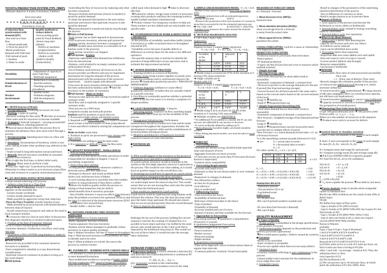 OM Cheat Sheet | PDF | Errors And Residuals | Forecasting