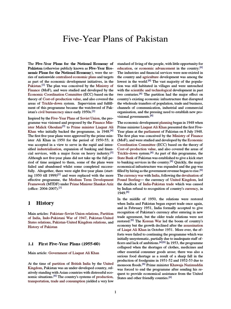 First Five-Year Plan of Pakistan (1955-60) | PDF | Government Of ...