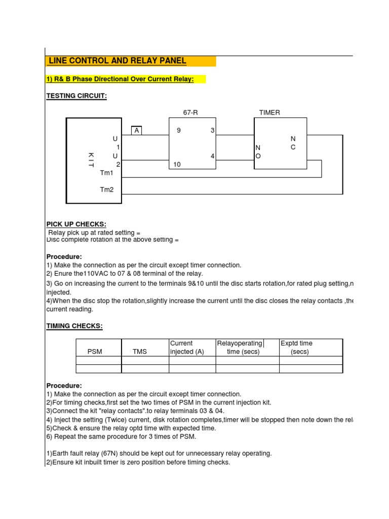 Relay Testing Procedure | PDF | Relay | Voltage