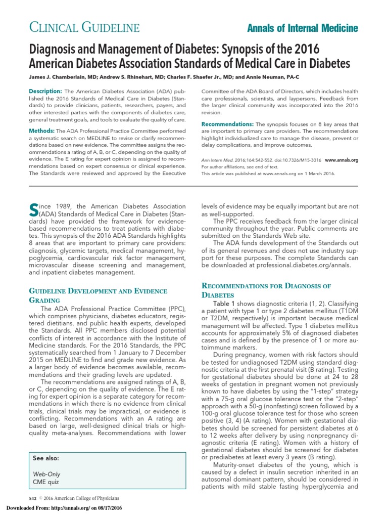 ADA Guidelines 2016.pdf | Glycated Hemoglobin | Diabetes Mellitus Type 2