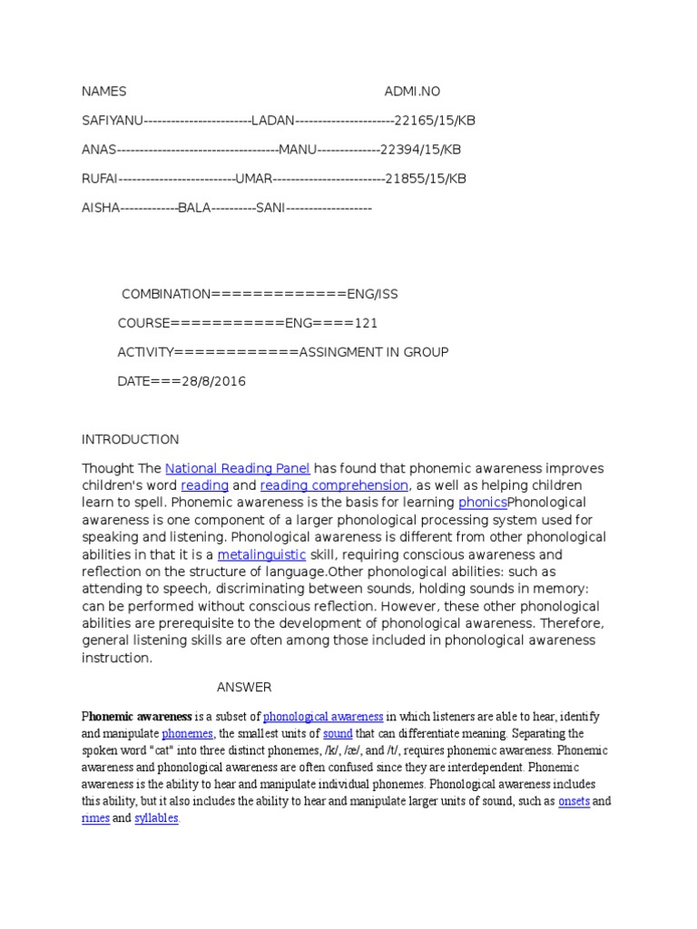 National Reading Panel Reading Reading Comprehension Phonics | PDF ...