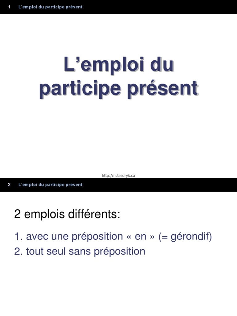 2 Emploi Du Participe Present PDF | PDF | Typologie linguistique | Règles