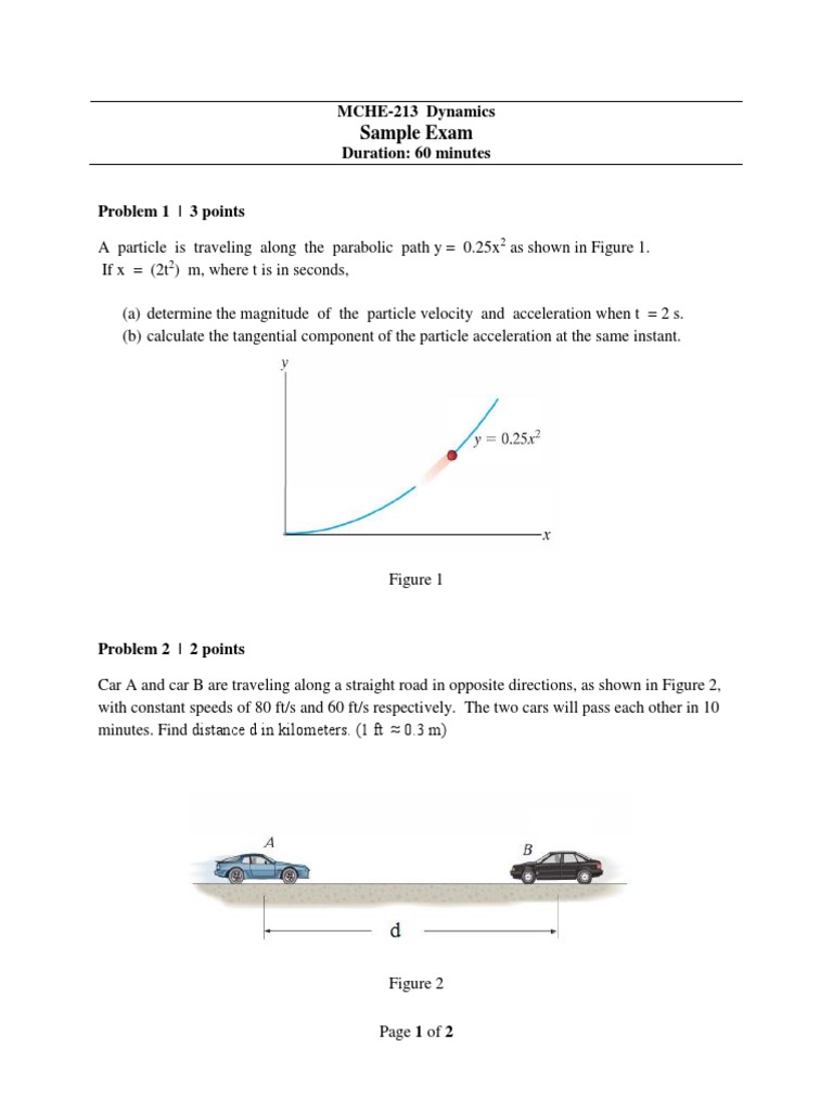 MCHE-213 Sample Exam | PDF | Acceleration | Speed