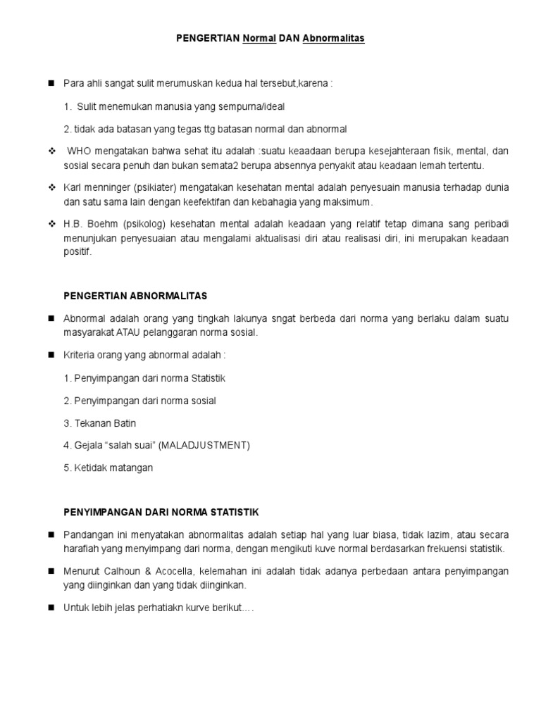 PENGERTIAN Normal DAN Abnormalitas | PDF