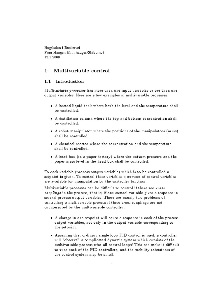 Mimo Pid Control | PDF | Technology & Engineering