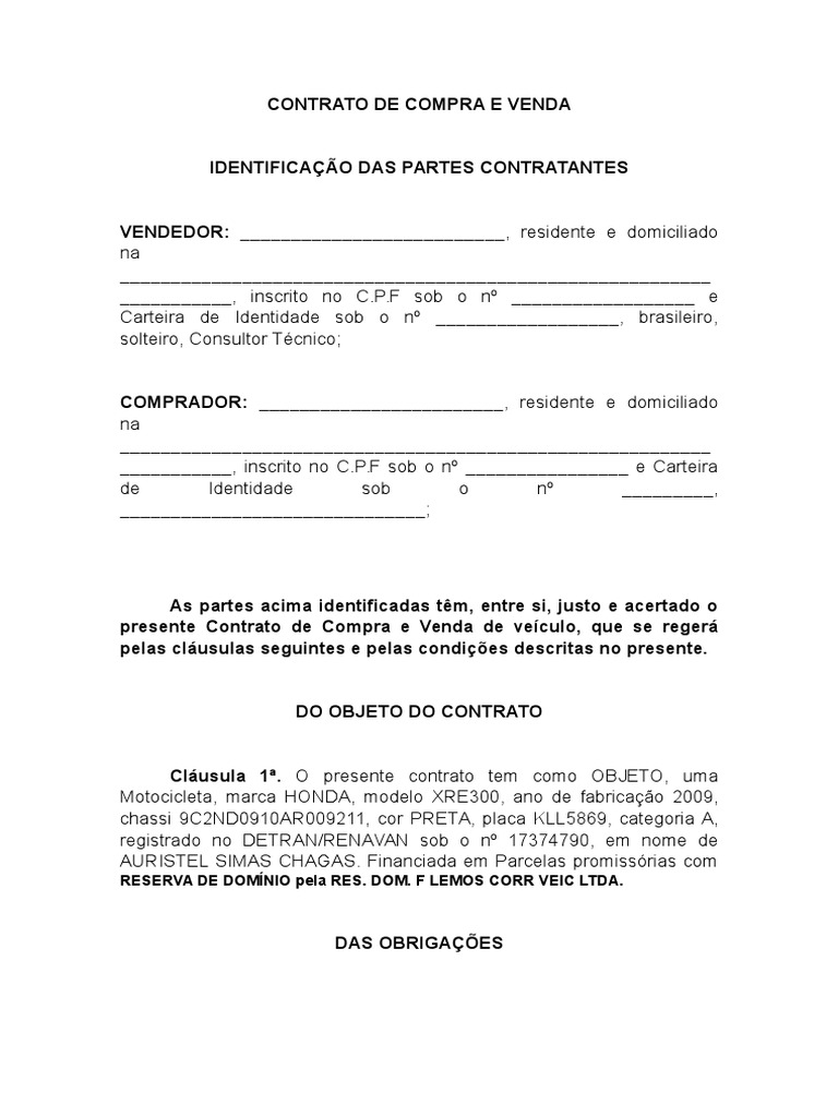 Contrato de Compra e Venda | PDF | Business