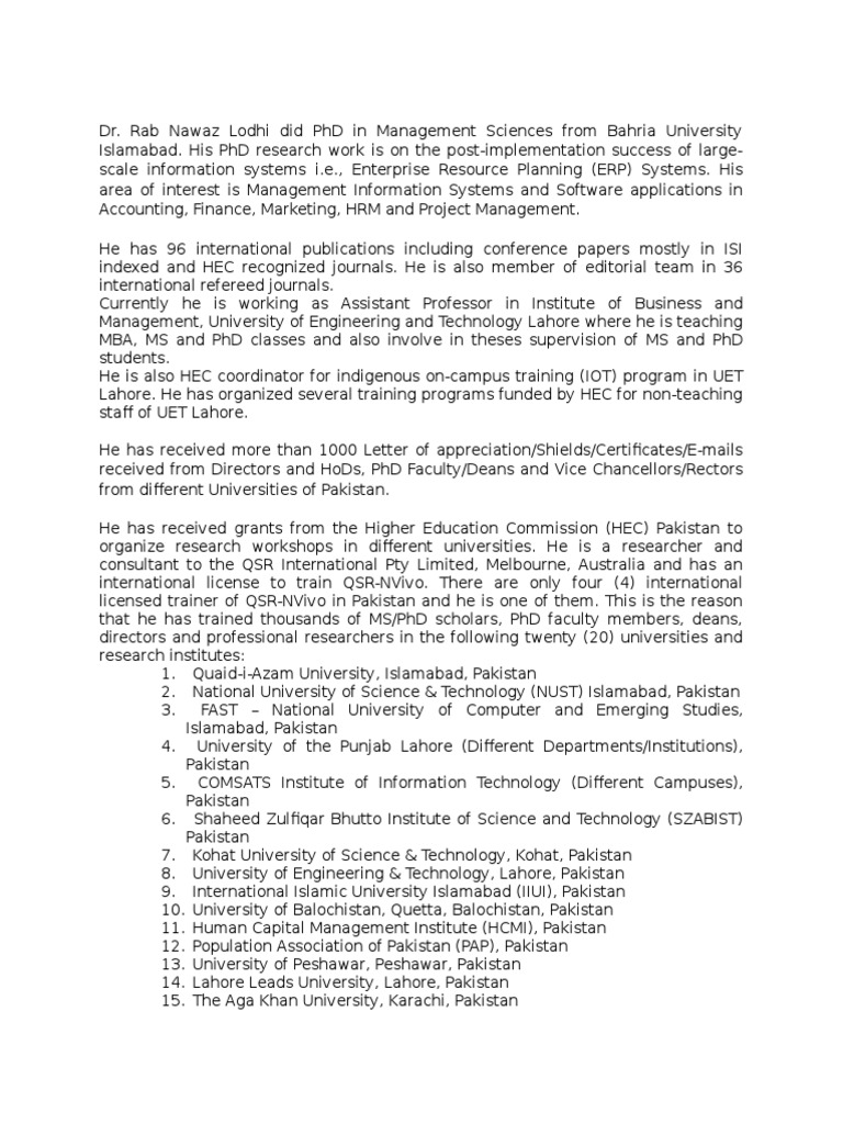 Introduction Rab Nawaz Lodhi Pdf Pakistan Academia