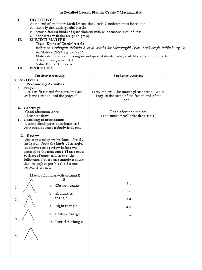 Math 27 Lesson Plan | PDF | Rectangle | Elementary Geometry