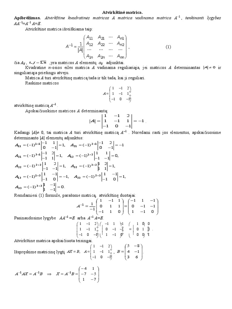 Atvirkstine Matrica | PDF