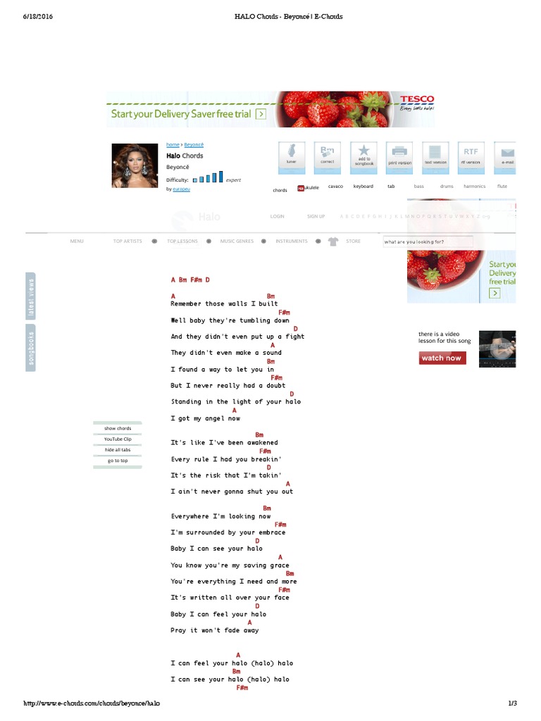 HALO Chords - Beyoncé _ E-Chords | PDF | Pop Songs | American Pop Songs