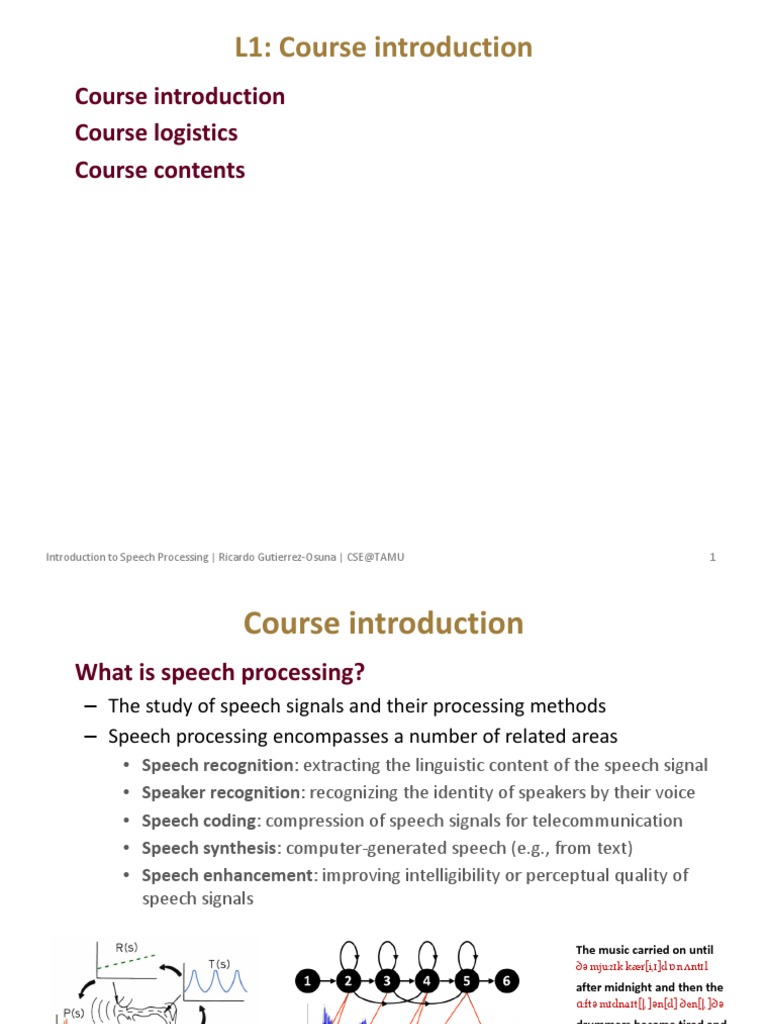Intro to Speech Processing | PDF | Speech Recognition | Speech Synthesis
