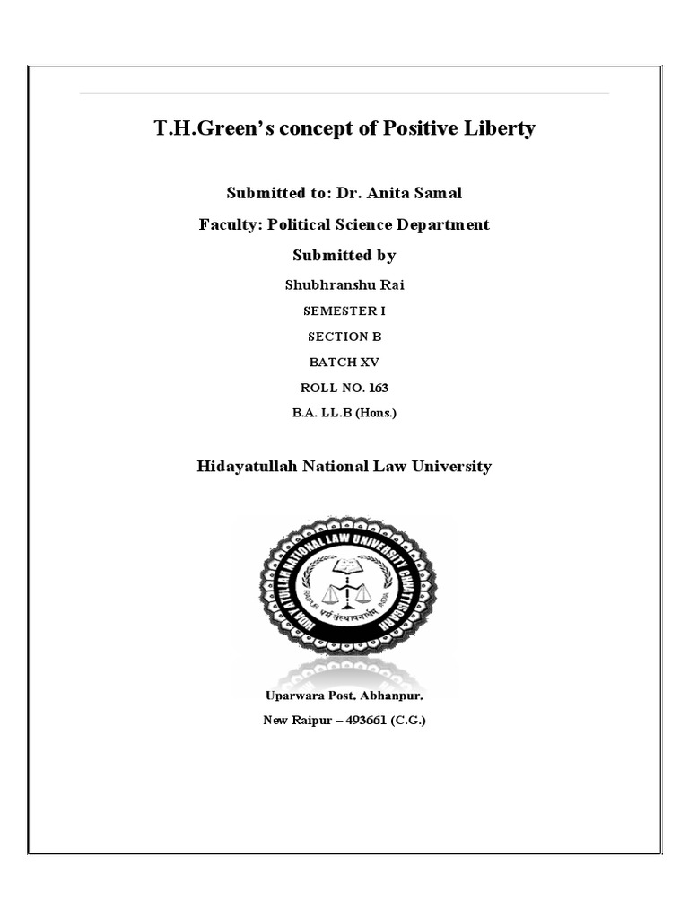TH Green Concept of Positive Liberty | PDF | Philosophical Movements ...