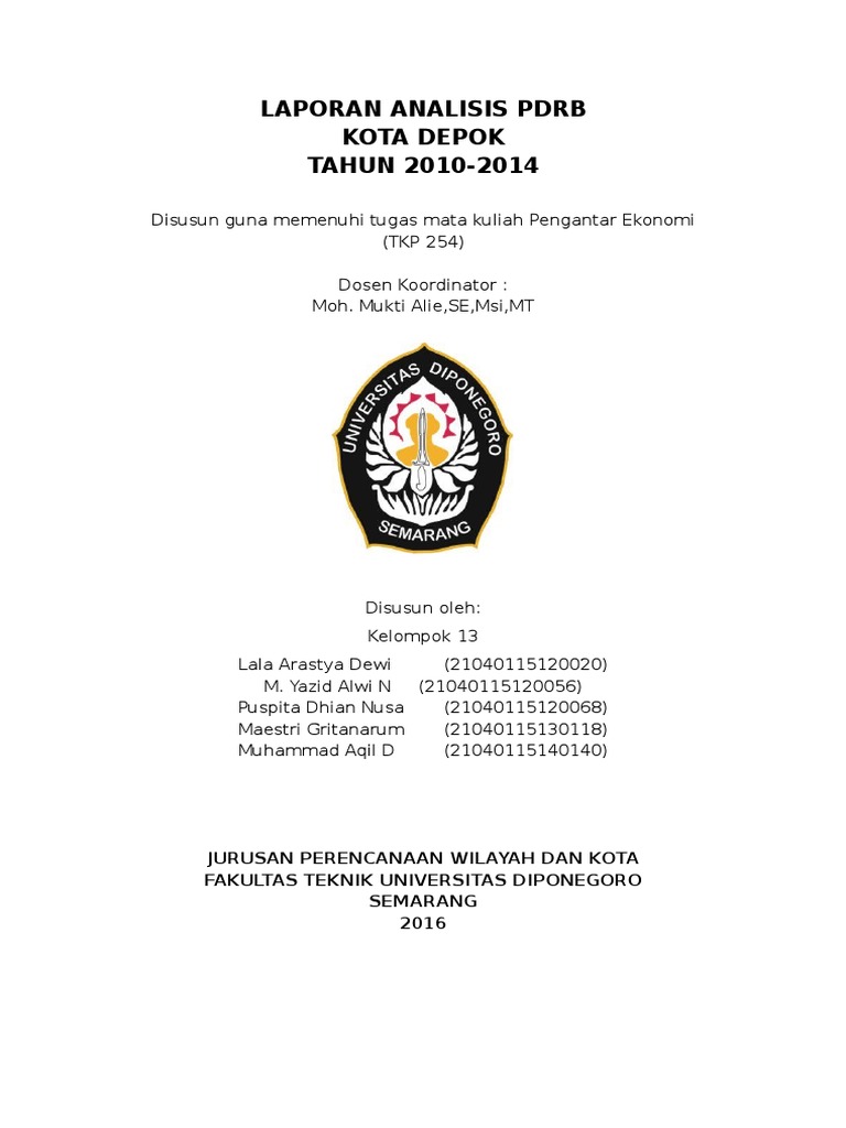 LAPORAN ANALISIS PDRB Kota Depok Tahun 2010-2014 | PDF