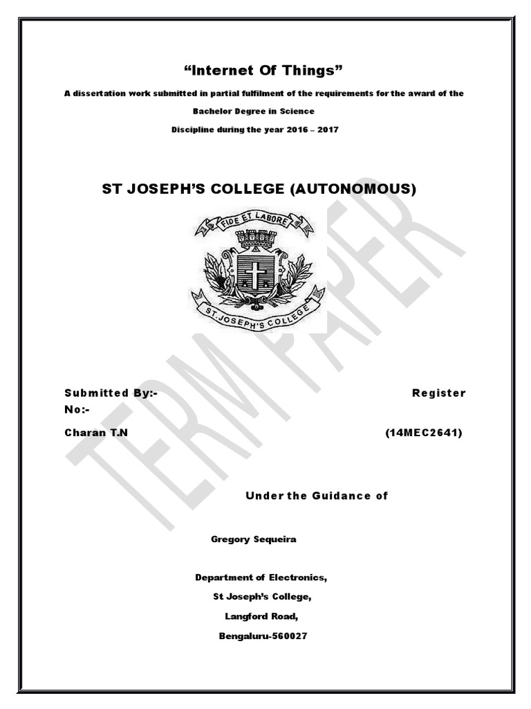 IoT Dissertation by Charan T.N | PDF | Career & Growth | Science & Mathematics