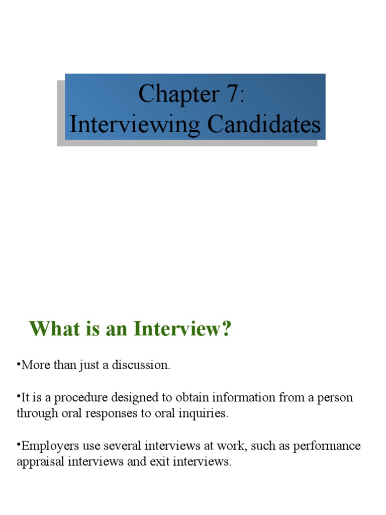 Chapter 7 Interviewing Candidates | PDF | Interview | Action (Philosophy)