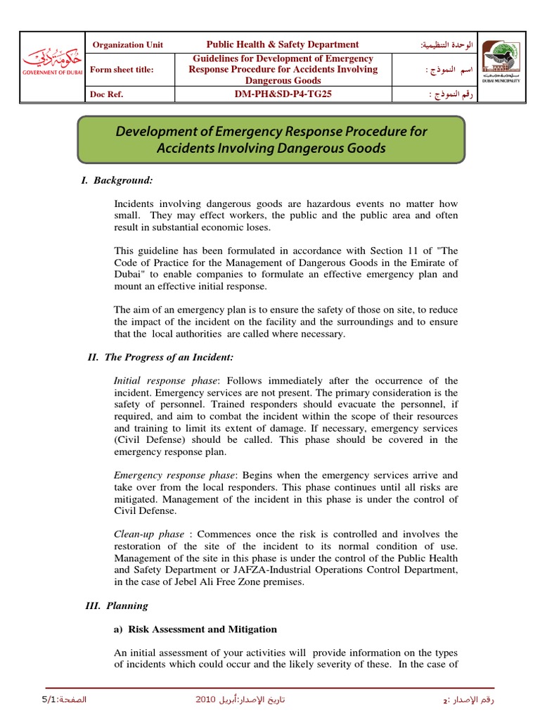 Development of Emergency Response Procedure For Accidents Involving ...
