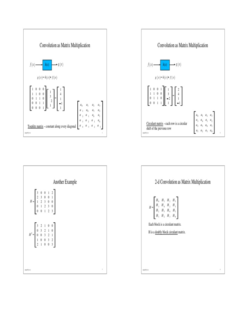 Convolution As Matrix Multiplication Convolution As Matrix ...