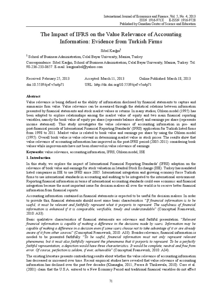 The Impact of IFRS On The Value Relevance of Accounting | PDF | International Financial ...