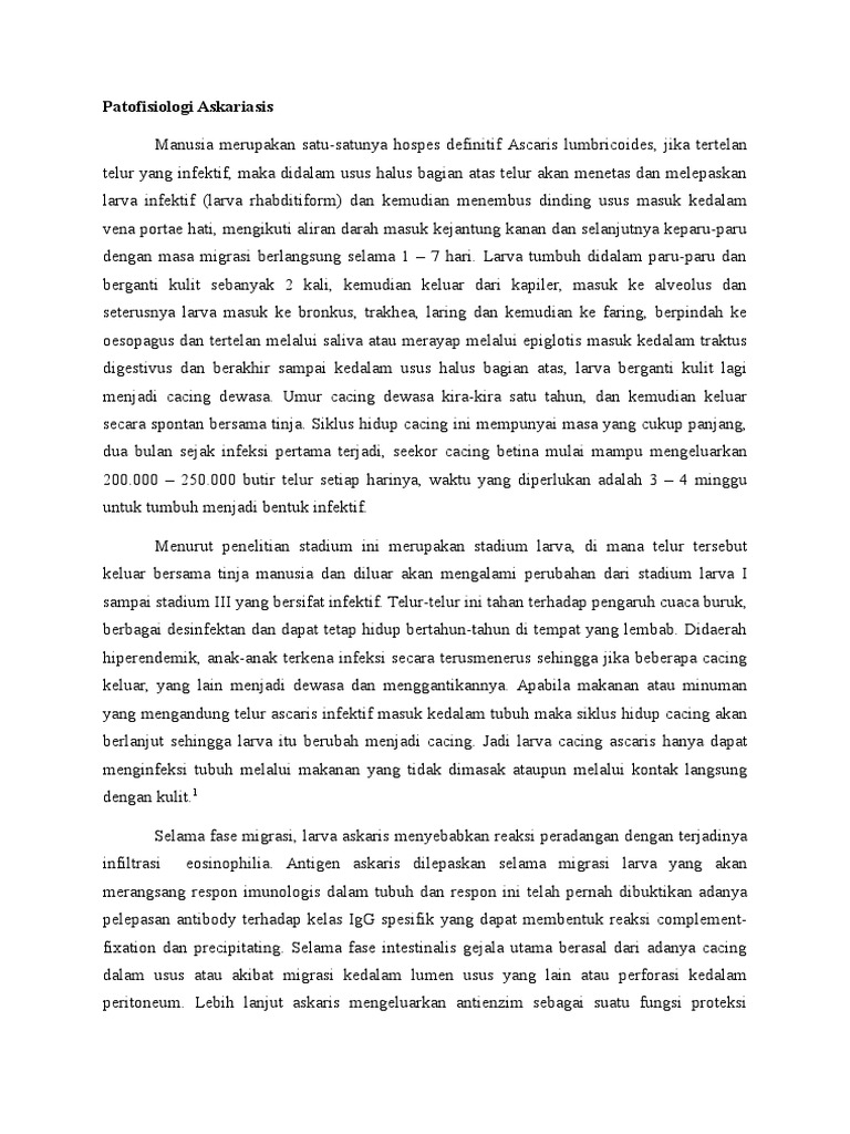Patofisiologi Askariasis | PDF