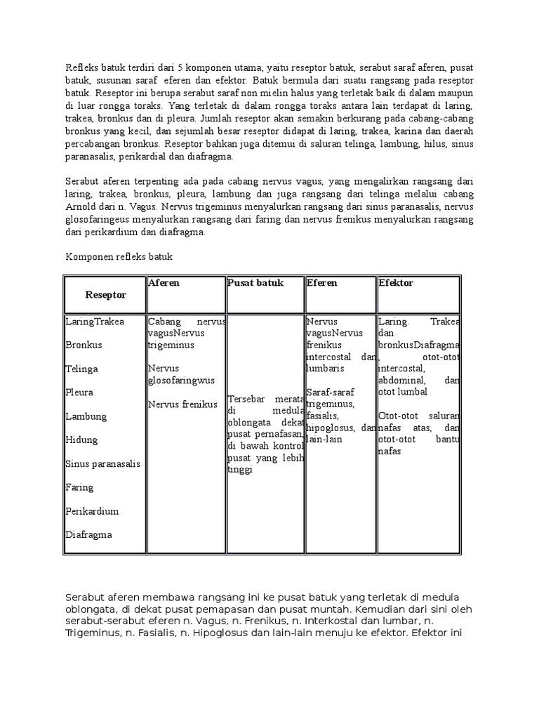 Refleks Batuk Terdiri Dari 5 Komponen Utama | PDF