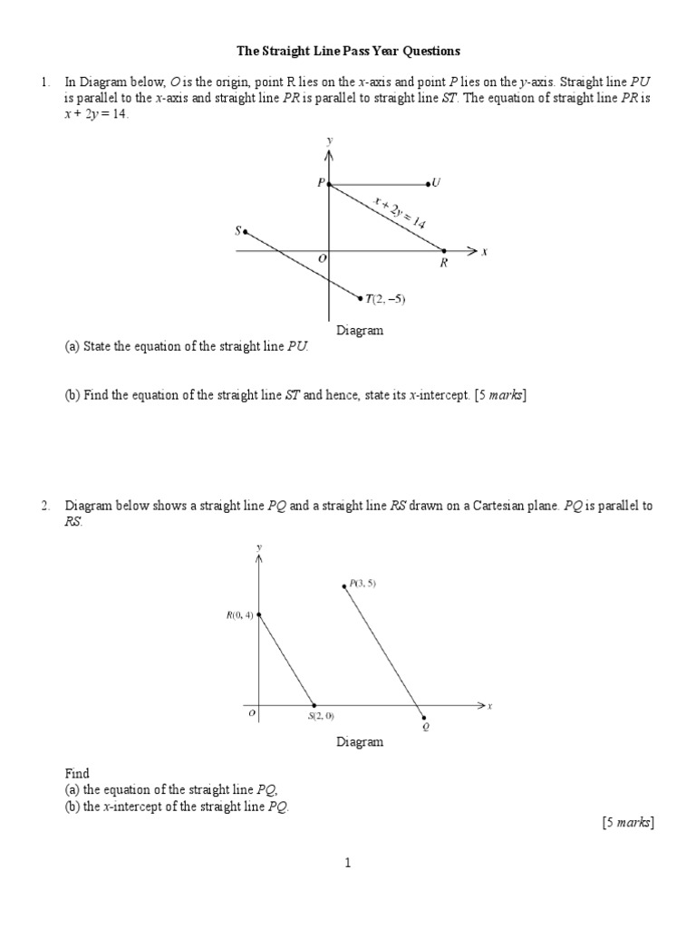 The Straight Line Pass Year Questions | PDF