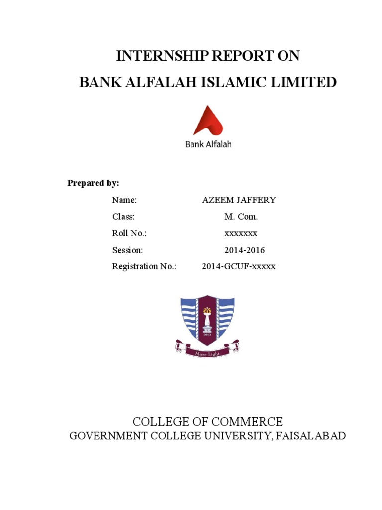 Internship Report Bank Alfalah Islamic Ltd By AZEEM JAFFERY Completed
