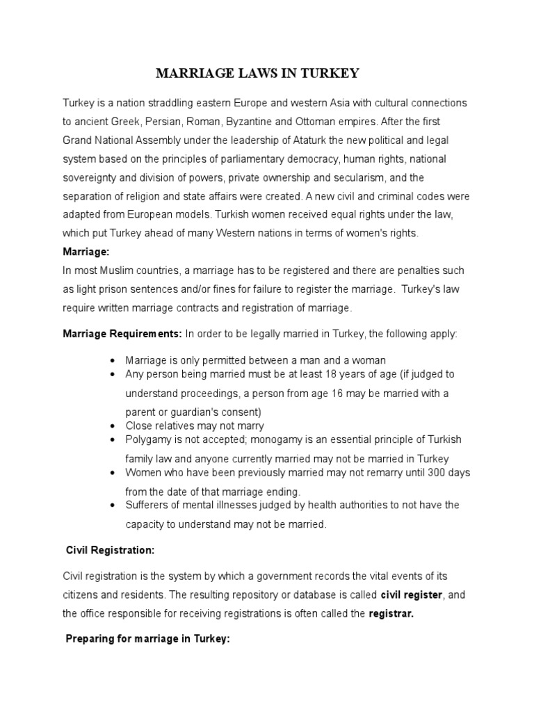 Marriage Laws in Turkey | PDF | Marriage | Child Support