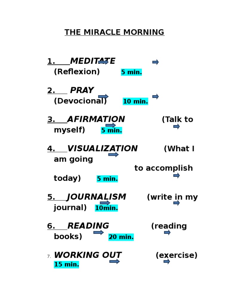 Miracle Morning Routine Steps | PDF