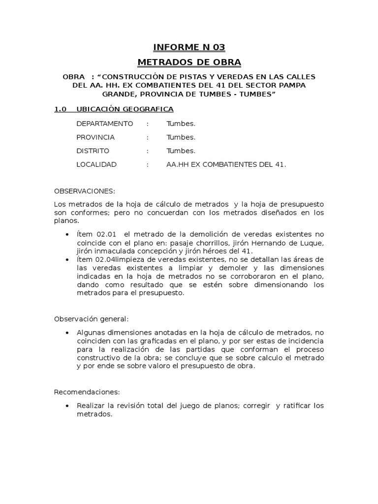 Modelo de Informe para Calidad de La Construccion | PDF