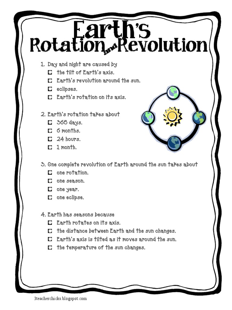 Earths Rotation and Revolution Quiz | PDF