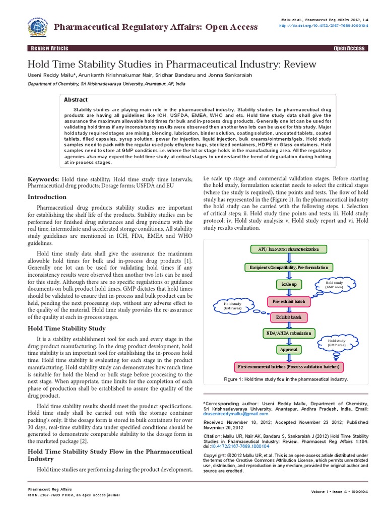 Hold Time Stability Studies | PDF | Tablet (Pharmacy) | Pharmaceutical ...