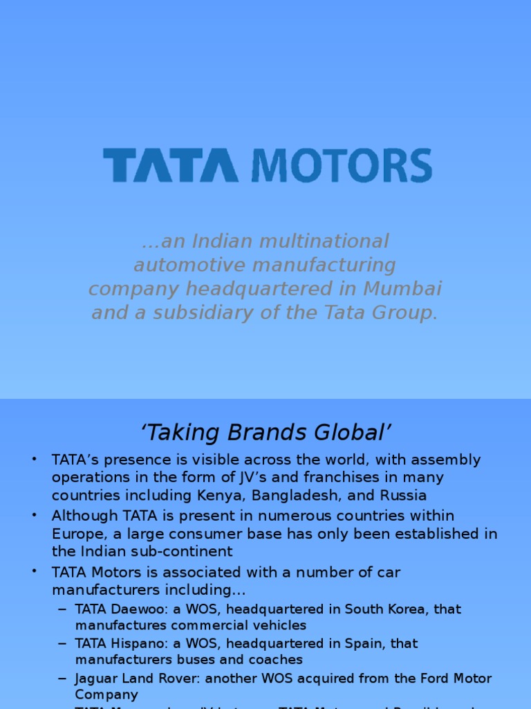 TATA Motors: Indian automotive giant and subsidiary of Tata Group | PDF