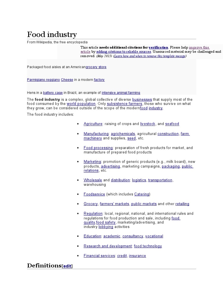 Food Industry: Definitions | PDF | Food Industry | Land Management