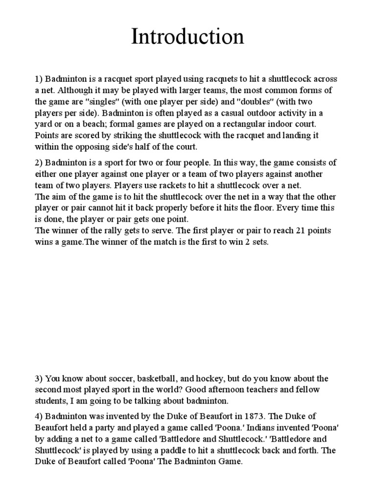 Shuttlecock | PDF | Racquet Sports | Sports